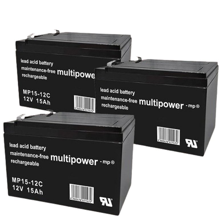 3 Stück Multipower MPC15-12 | 12V 15Ah - Schulte Akkushop